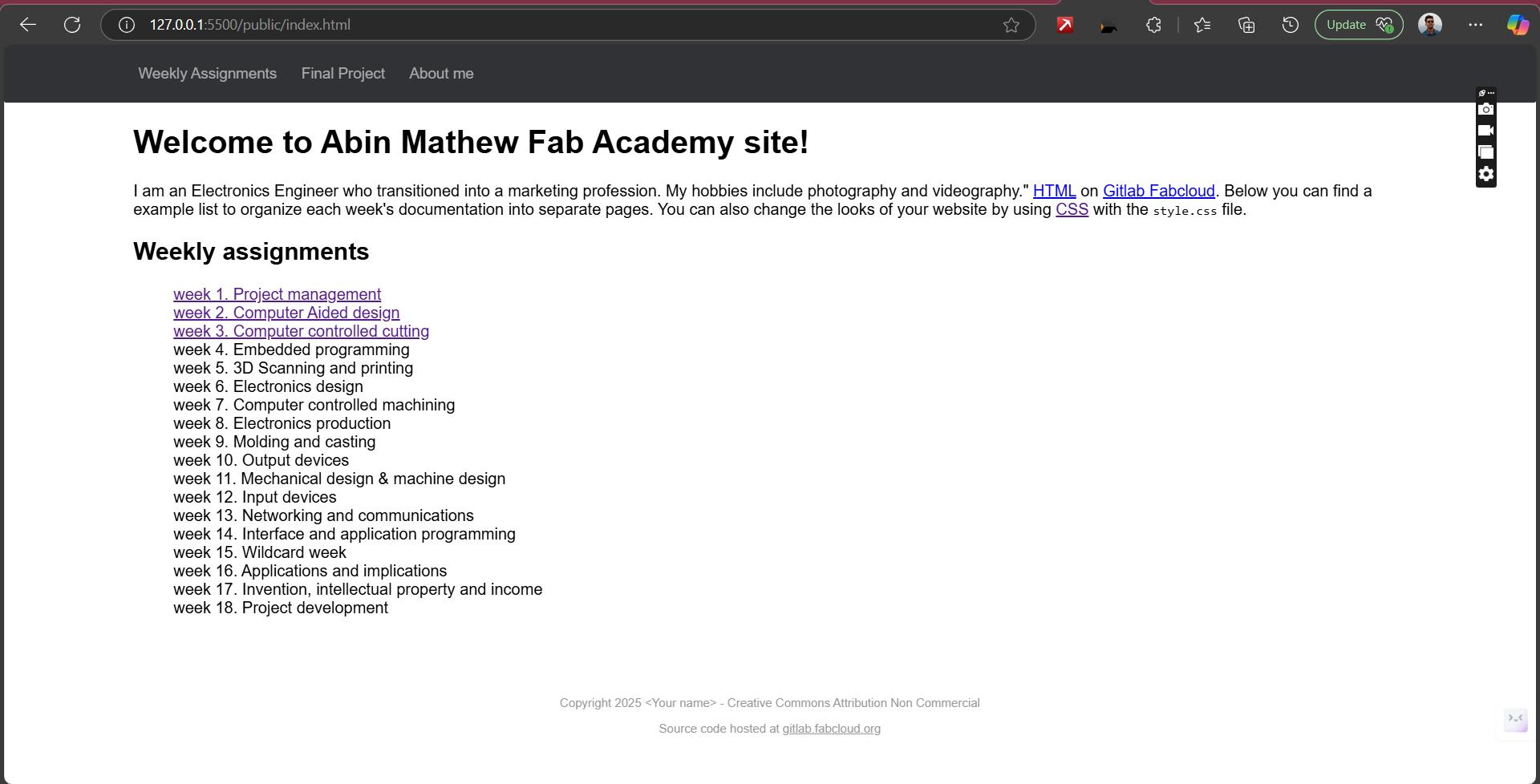1. Principles and practices, Project management - Abin Mathew - Fab Academy
